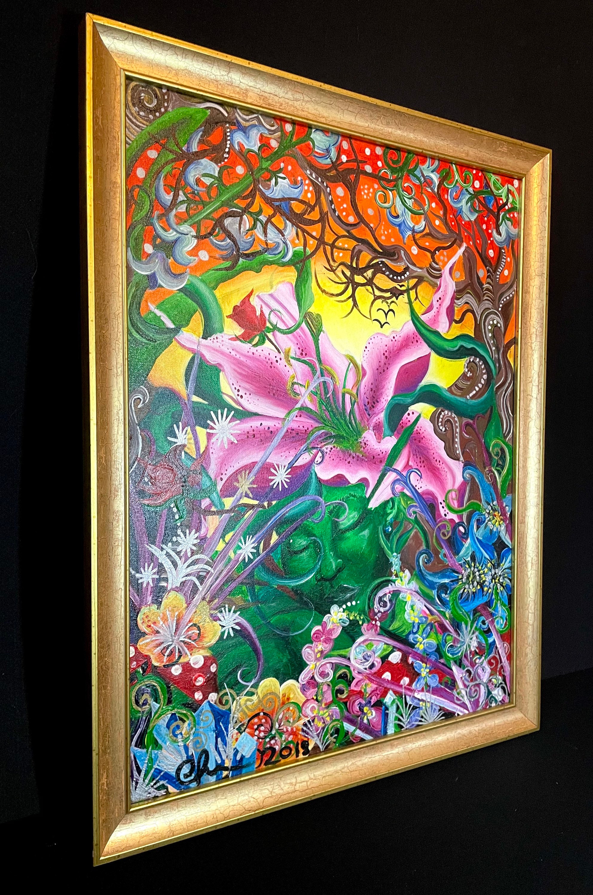 Gold Frame Painting/ Mystical Wall Art, Goddess Painting, Pagan Art ...