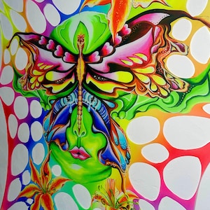 Psychedelic UV Decor, Psy Fairy Wall Art, Magical UV Pixie, Psy Stage ...