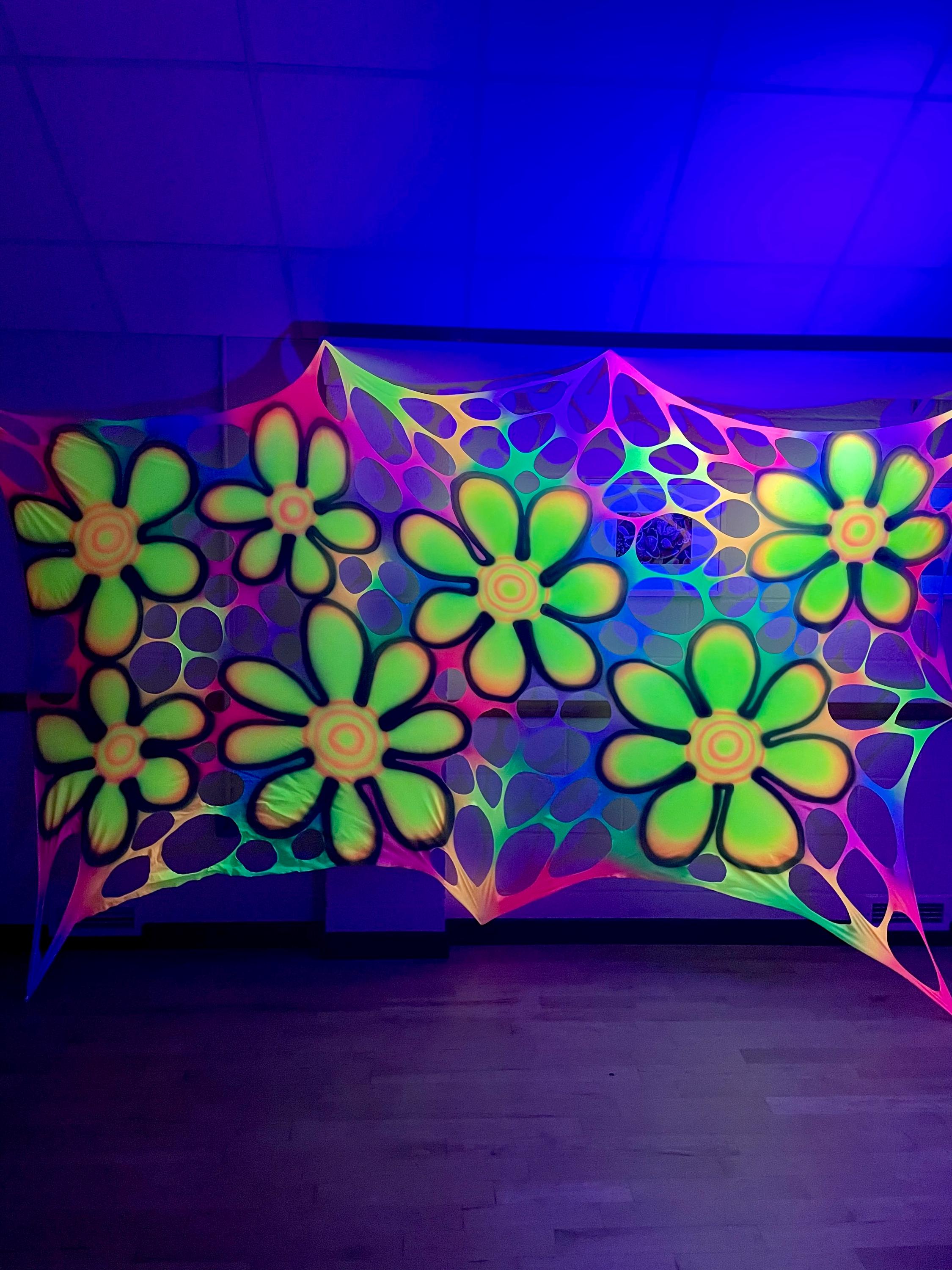 Uv-reactive Cartoon Daisy Trippy Wall Hanging, Psychedelic Event ...