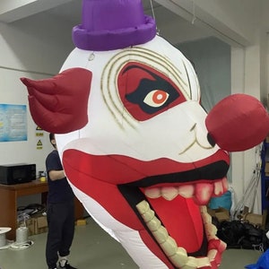Giant Creepy Clown Face , LED Inflatable Clown Decoration, Scary Clown ...