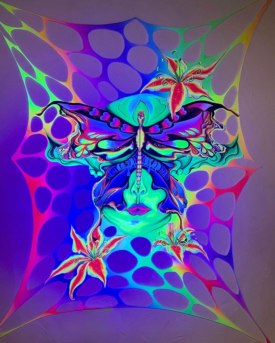 Psychedelic UV Decor, Psy Fairy Wall Art, Magical UV Pixie, Psy Stage ...