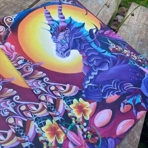 Psychedelic Art, Dragon Wall Art, Fantasy Art Print, Purple Dragon ...