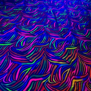UV Rainbow Zebra Print Material, Stretchy Spandex Trippy Material ...