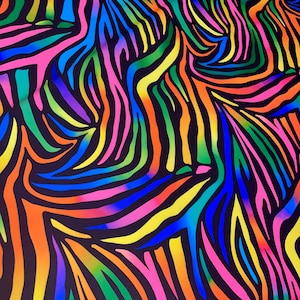 UV Rainbow Zebra Print Material, Stretchy Spandex Trippy Material ...