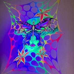 Psychedelic UV Decor, Psy Fairy Wall Art, Magical UV Pixie, Psy Stage ...