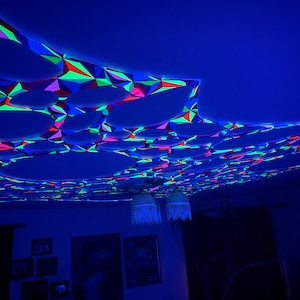 UV Geometric Ceiling Canopy, Stretch Decor,uv Decor, Black Light ...