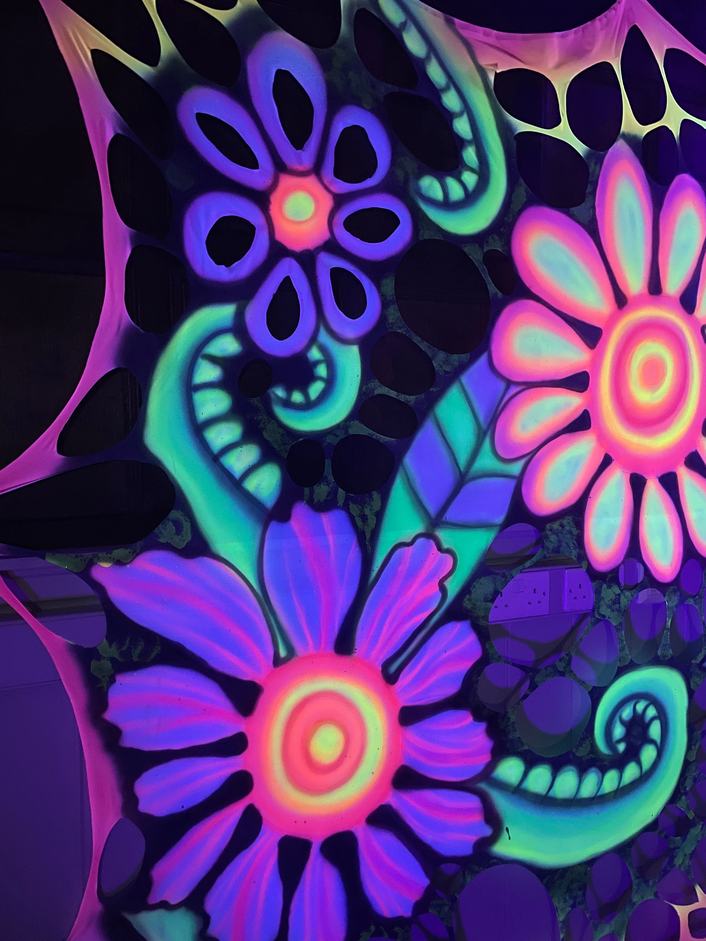 Uv-reactive Fantasy Forest Stretch Decor, UV Ceiling Canopy, Trippy ...