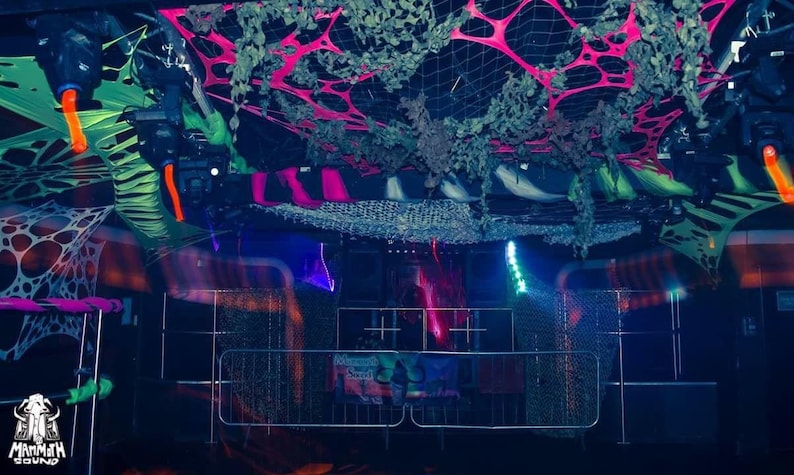 UV Pink/red Blacklight Stretch Decoration, Ceiling and Wall Canopy ...