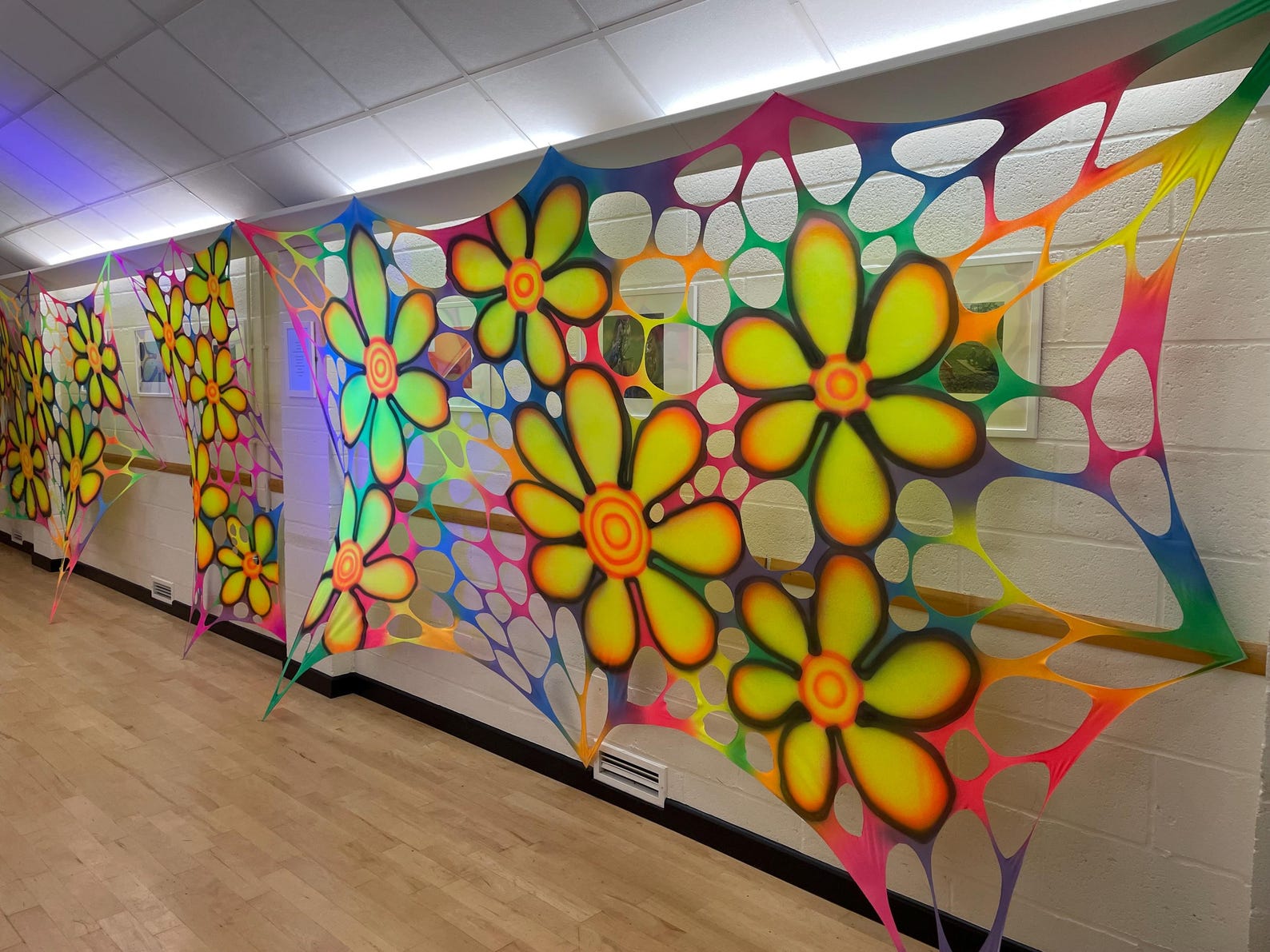 Uv-reactive Cartoon Daisy Trippy Wall Hanging, Psychedelic Event ...
