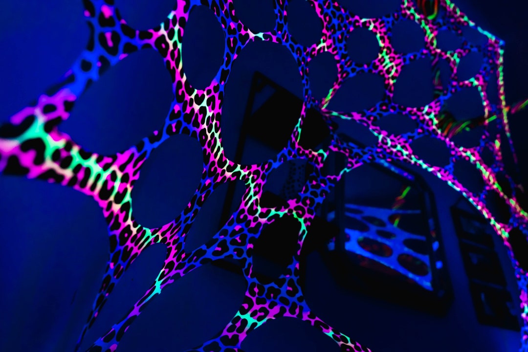 Rainbow Leopard Glow Stretch Decor: UV Reactive Blacklight Wall Hanging ...