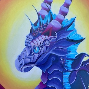 Psychedelic Art, Dragon Wall Art, Fantasy Art Print, Purple Dragon ...