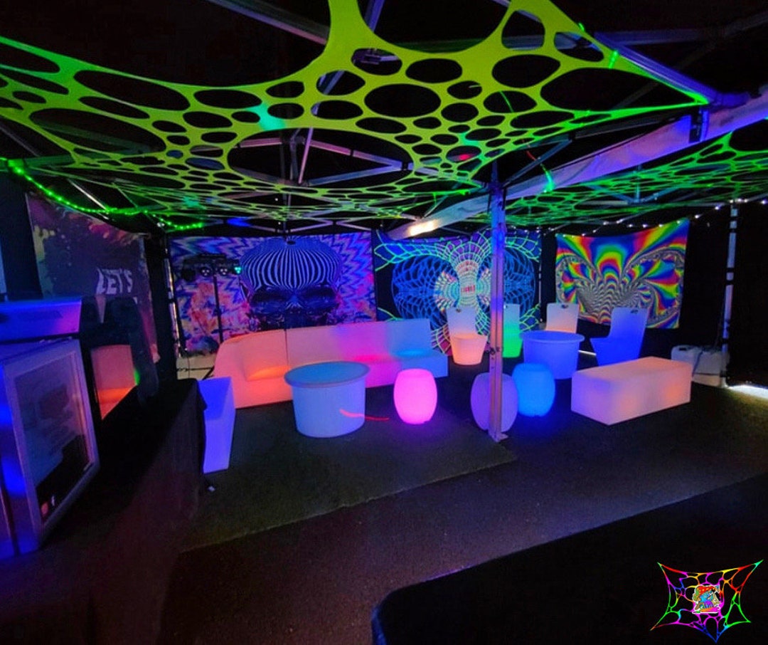 Pack of Two UV Green Event Decorations, Blacklight Canopies, Trippy ...