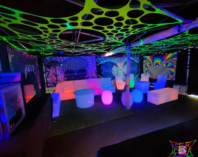 Pack of Two UV Green Event Decorations, Blacklight Canopies, Trippy ...