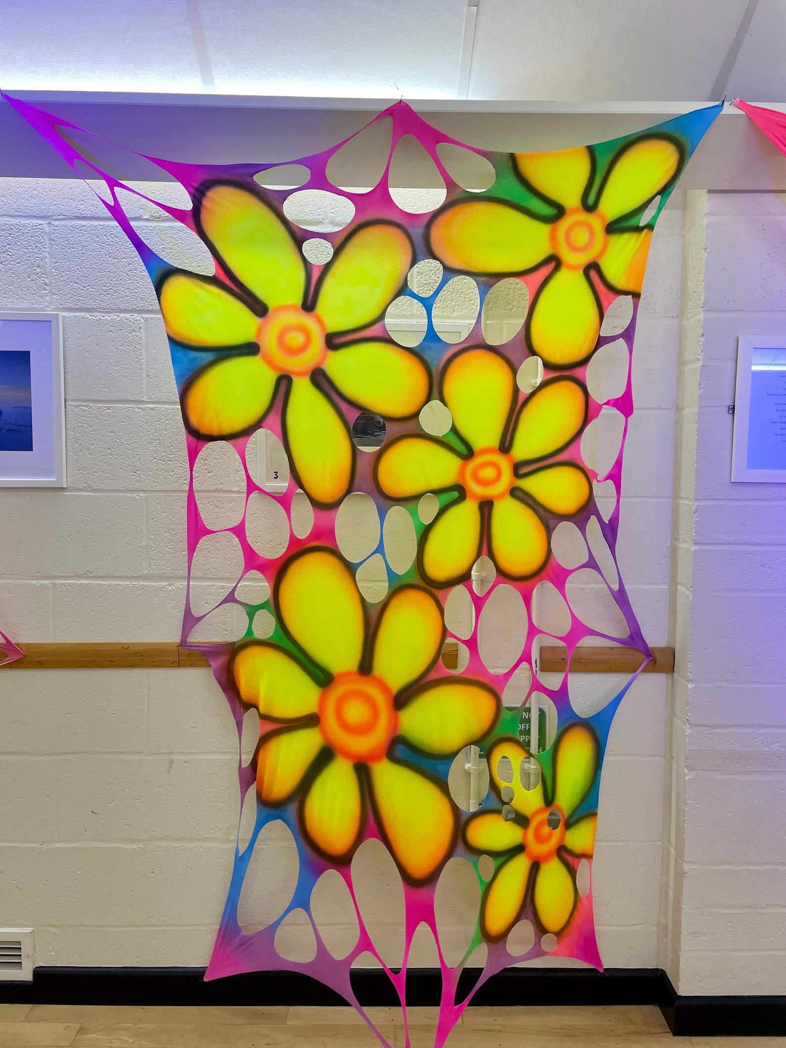 Uv-reactive Cartoon Daisy Trippy Wall Hanging, Psychedelic Event ...