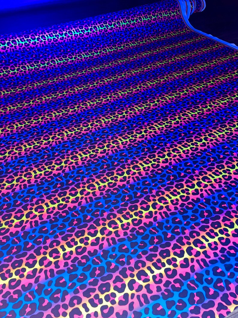 Uv-reactive Leopard Print Material Blacklight Fabric Funky - Etsy