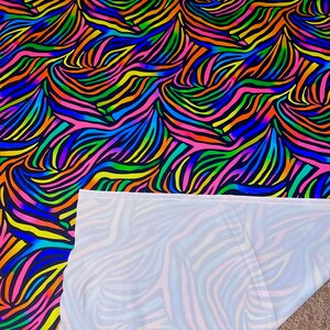 UV Rainbow Zebra Print Material, Stretchy Spandex Trippy Material ...