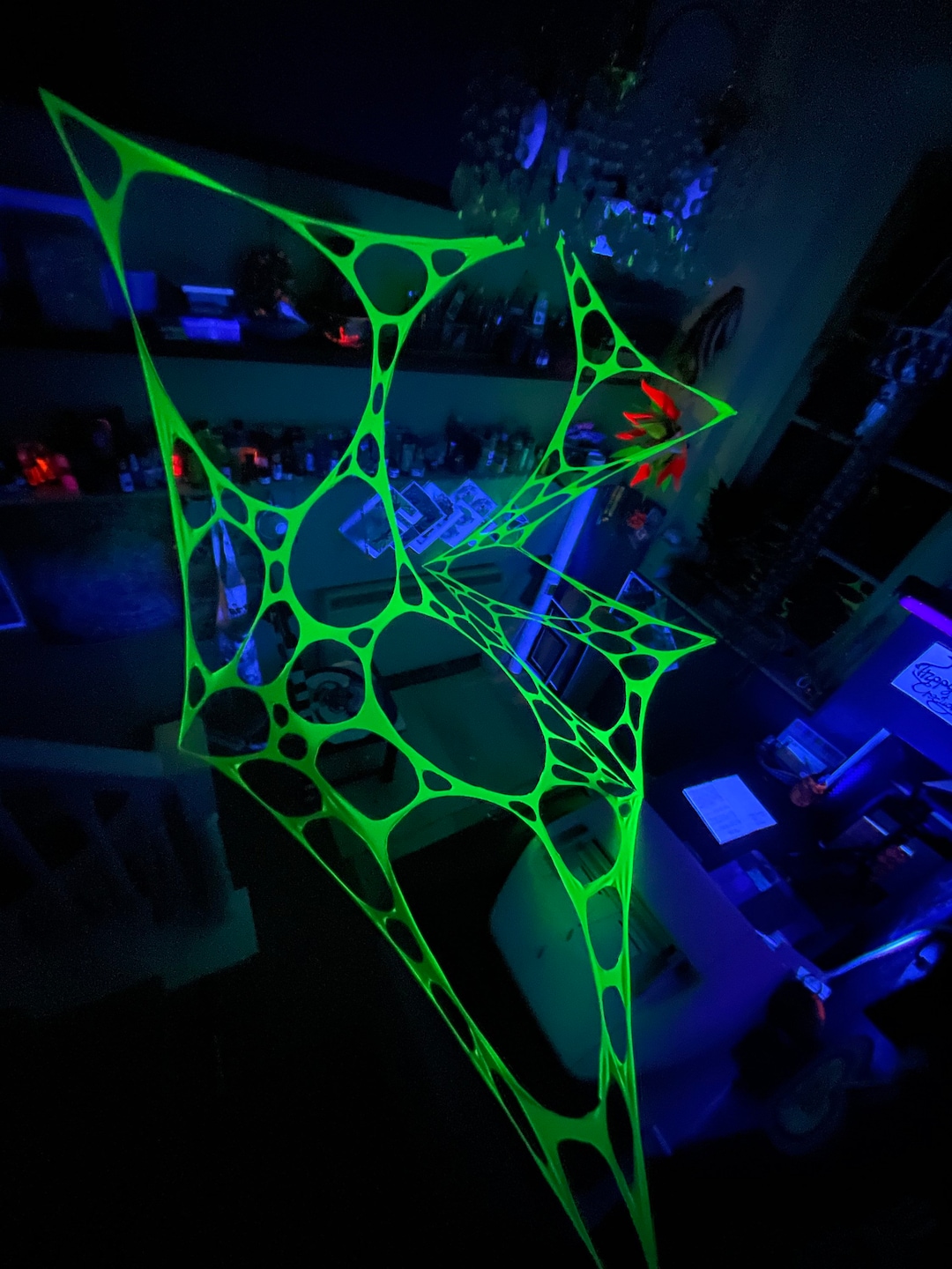 UV Green Event Decor, Trippy Ceiling Canopy, Psychedelic Wall Hanging ...