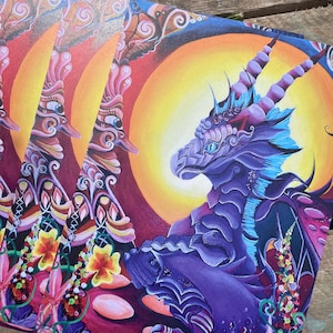 Psychedelic Art, Dragon Wall Art, Fantasy Art Print, Purple Dragon ...