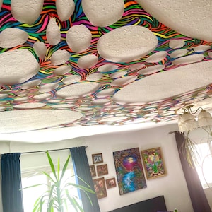 UV Zebra Print Ceiling and Wall Canopy, UV Decor, Black Light Tapestry ...