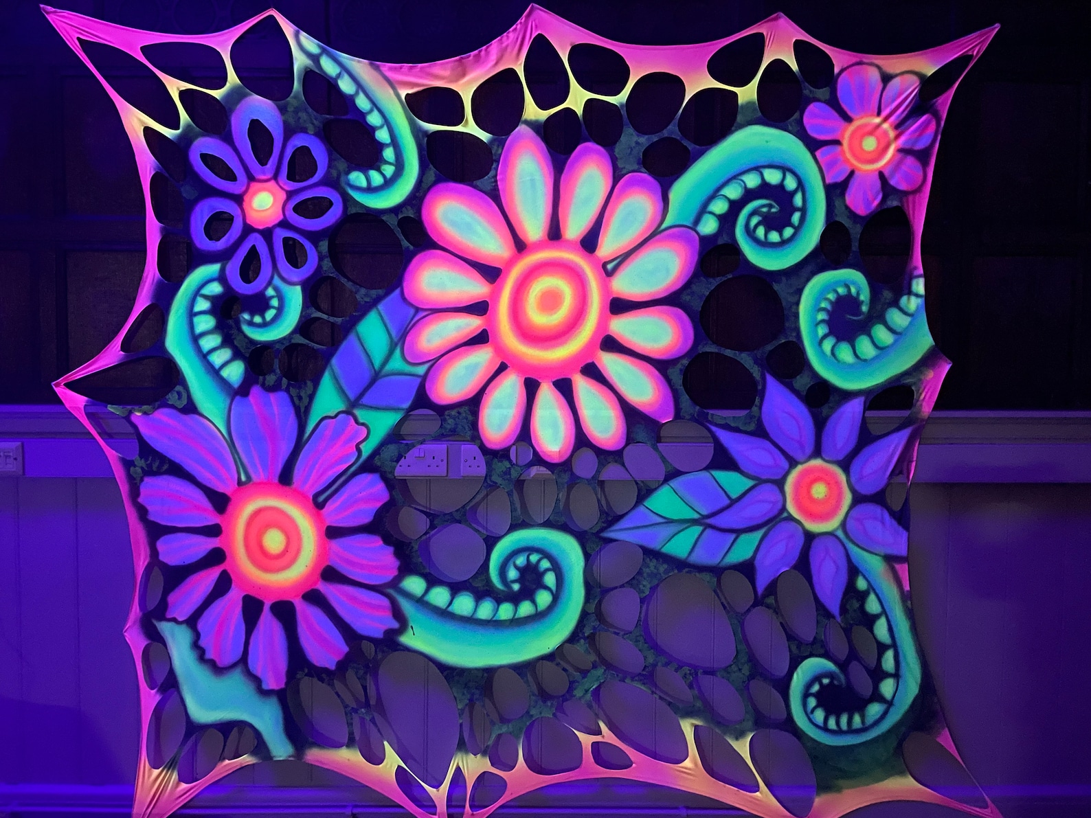 Uv-reactive Fantasy Forest Stretch Decor, UV Ceiling Canopy, Trippy ...