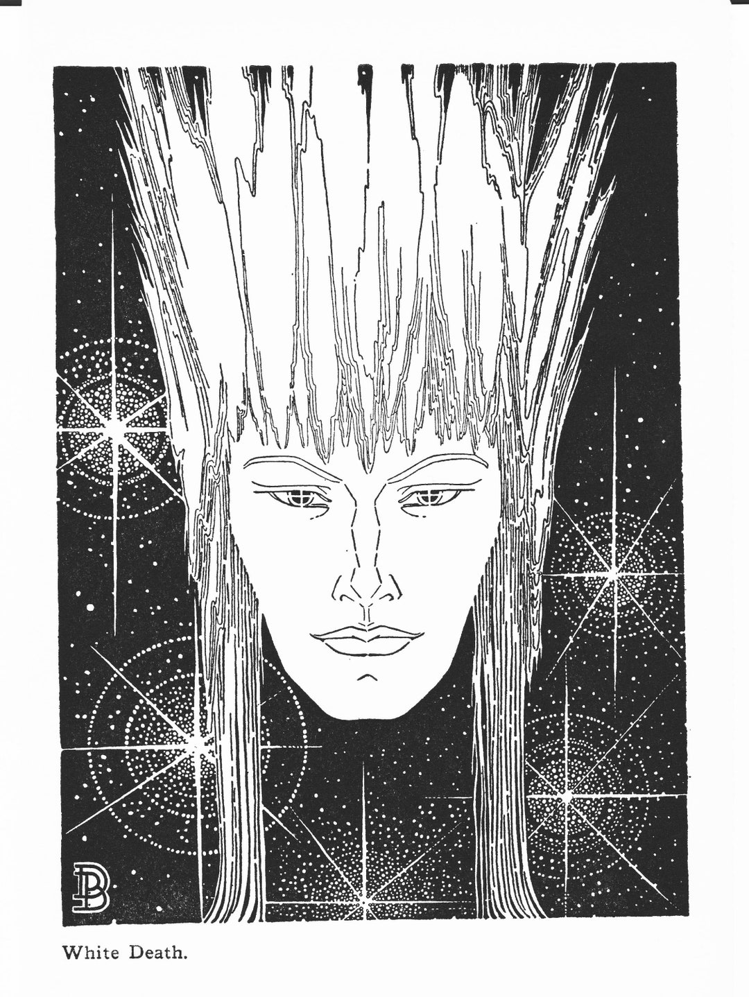 Cosmic Drawing Fantasy Picture Don Blanding Sketch white Death Don ...