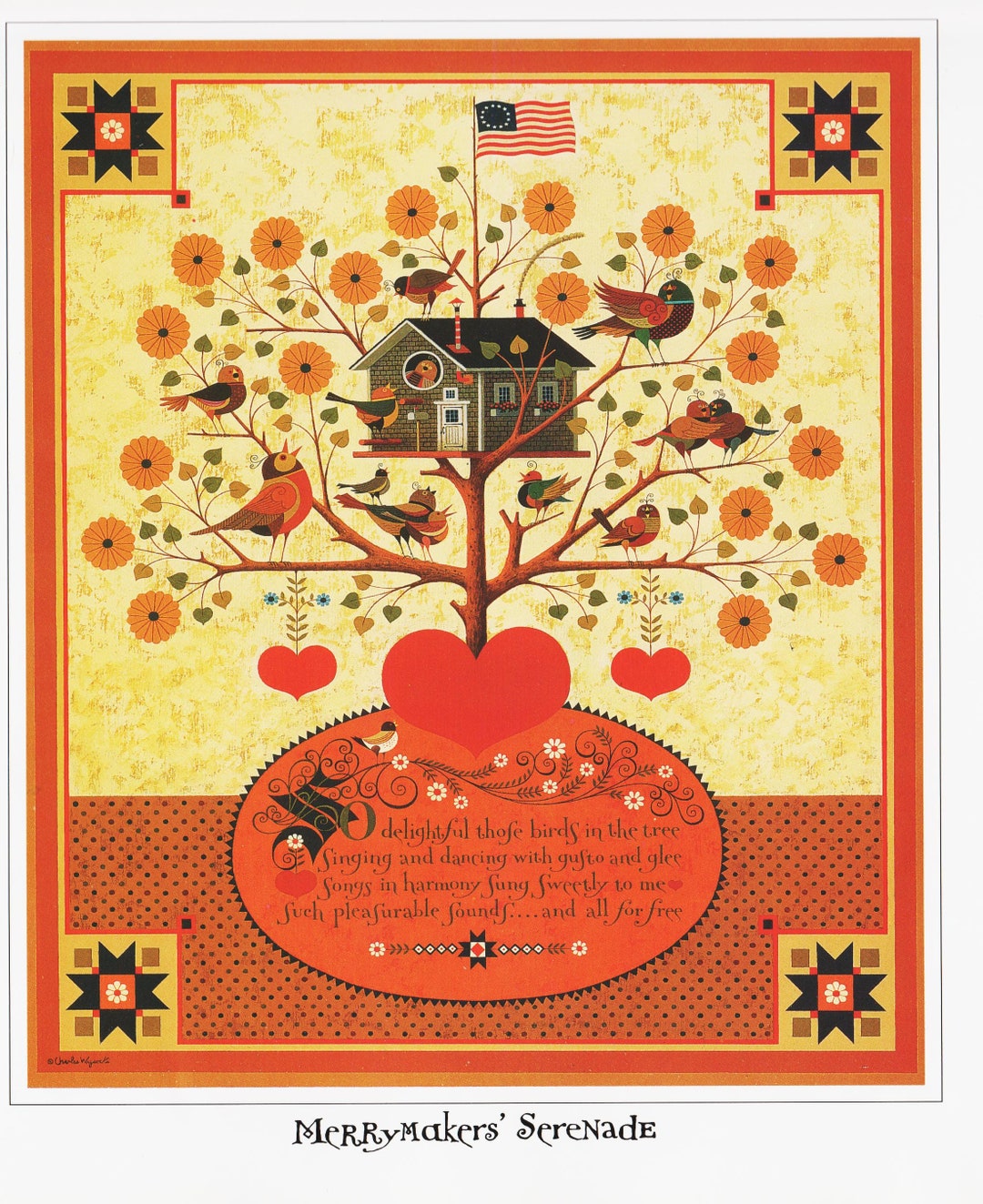 Primitive Bird Print Vintage Folk Art Charles Wysocki Art "birds ...