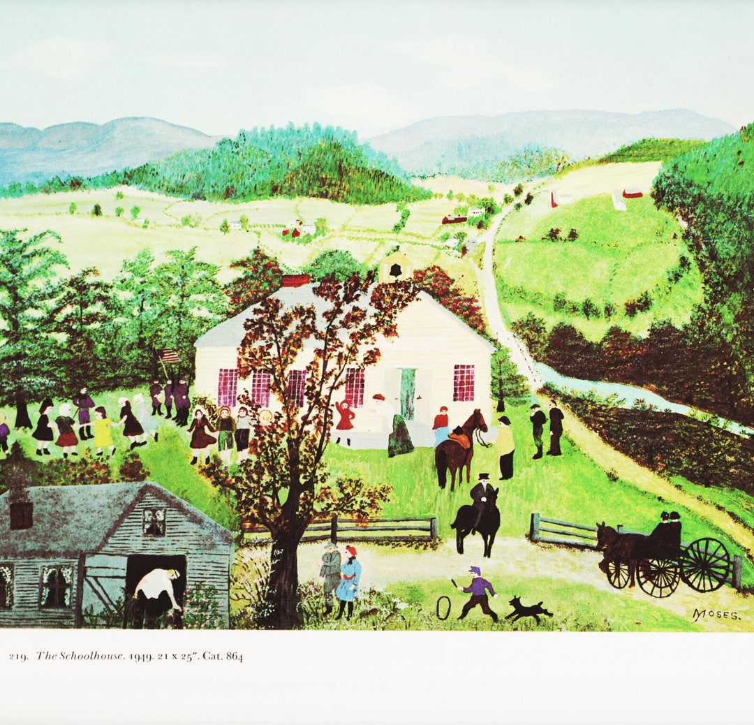 Grandma Moses Art Folk Art Print for Farmhouse Wall Art "schoolhouse ...