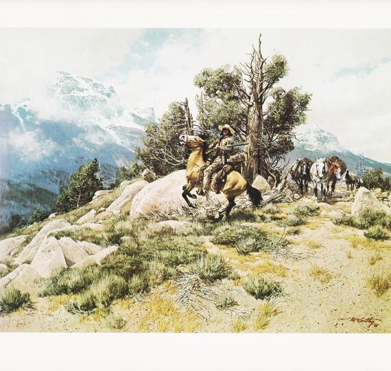 Western Cowboy Art American Old West Frontier Landscape | Etsy