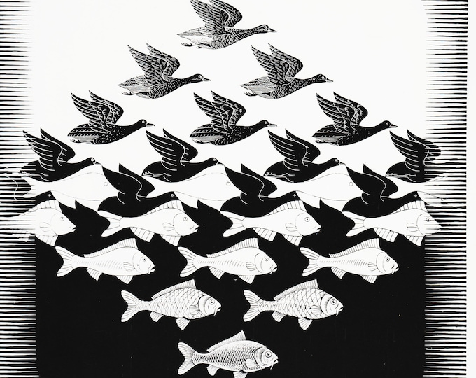 Escher Relativity Art Print Vintage MC Escher Drawing Optical Illusion ...