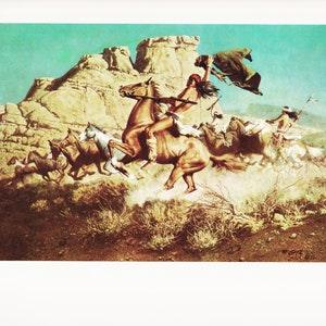 Frontier Wall Art Western Decor Indian Art Print apache Horse Thieves ...
