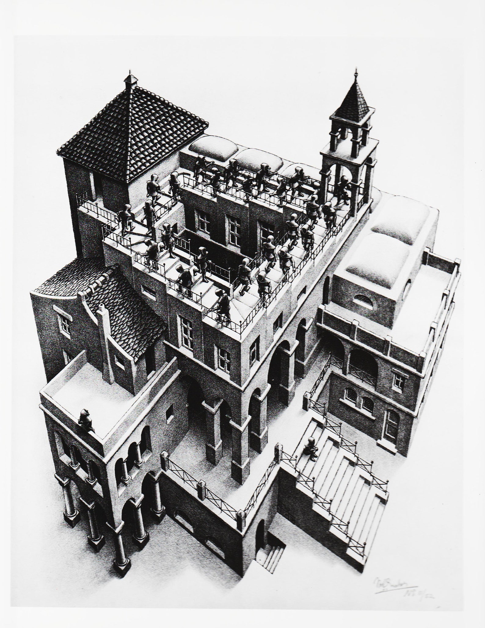 MC Escher Art Print Fantasy Illustration of Optical Illusion Art ...