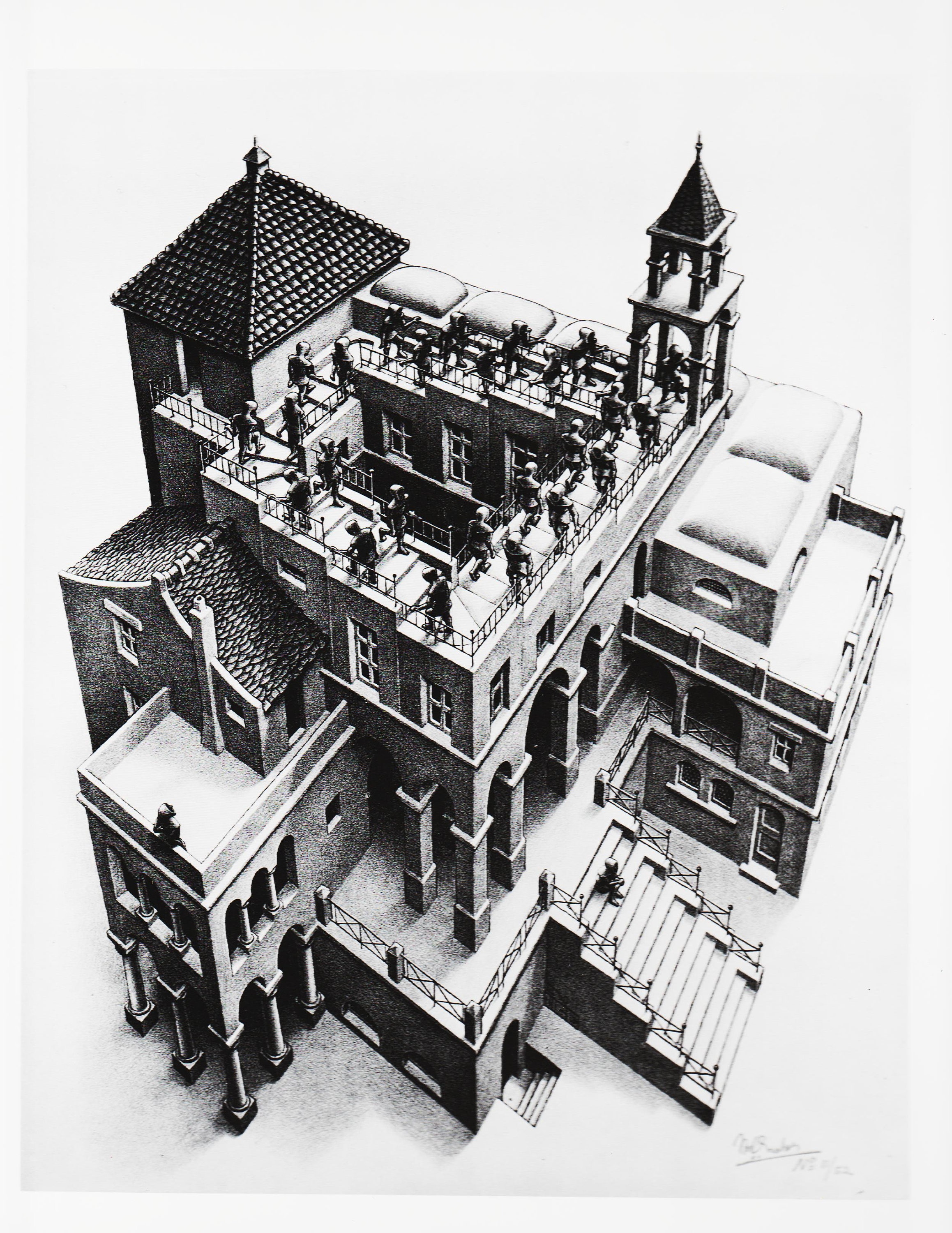 MC Escher Art Print Fantasy Illustration of Optical Illusion Art ...