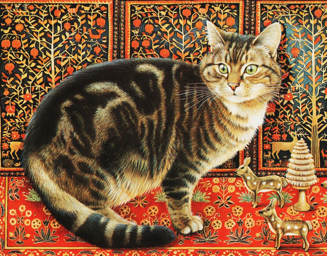 Vintage Cat Art From Cat Painting Cat Portrait of "come All Ye Faithful ...
