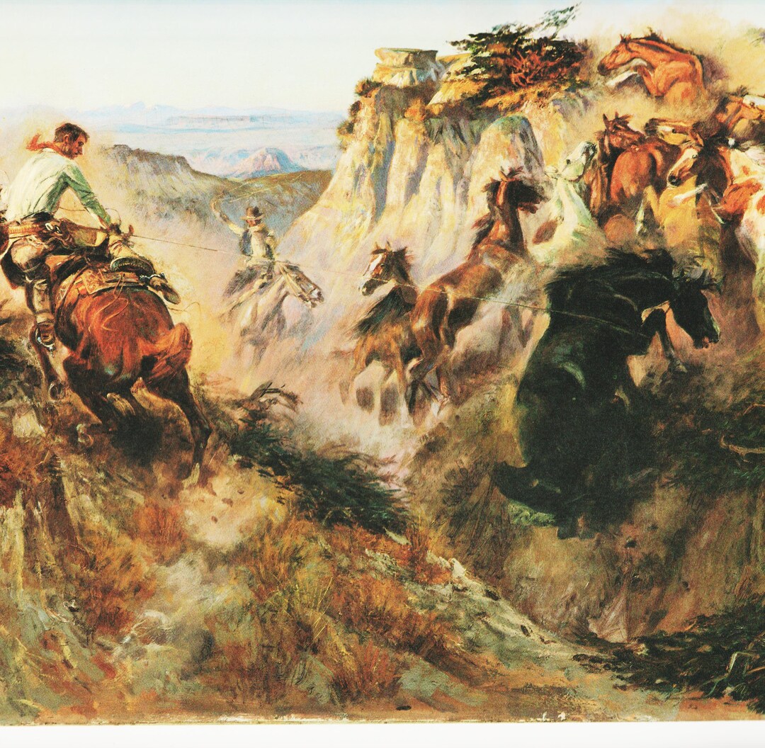 Charles M Russell Frontier Artwork for Vintage Western Art wild Horse ...