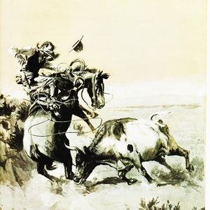 Western Frontier Charles Russell Art of Wild West Landscape "moment of ...