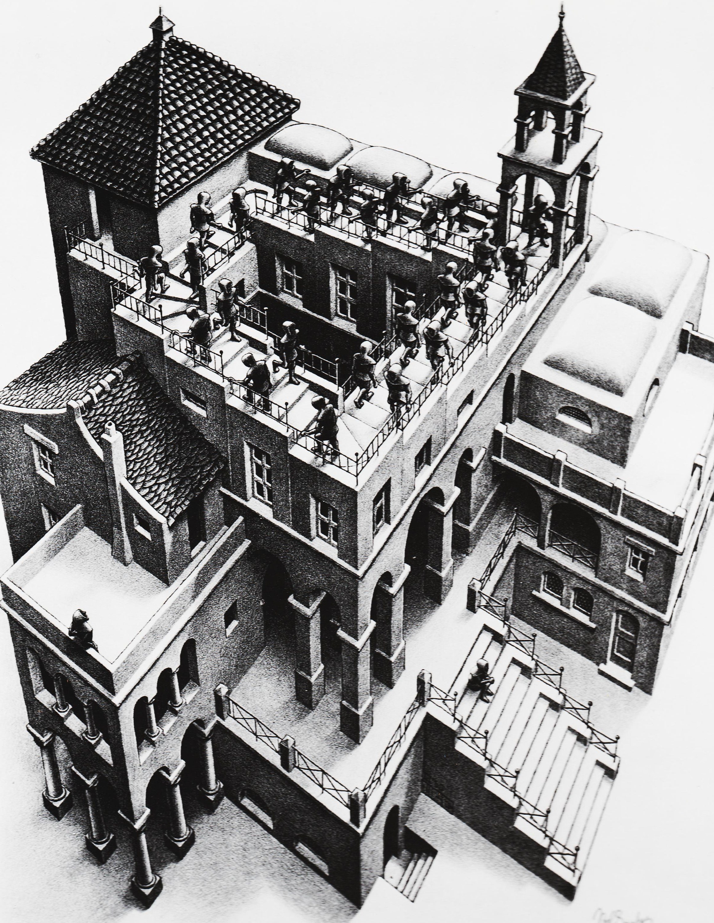 MC Escher Art Print Fantasy Illustration of Optical Illusion Art ...