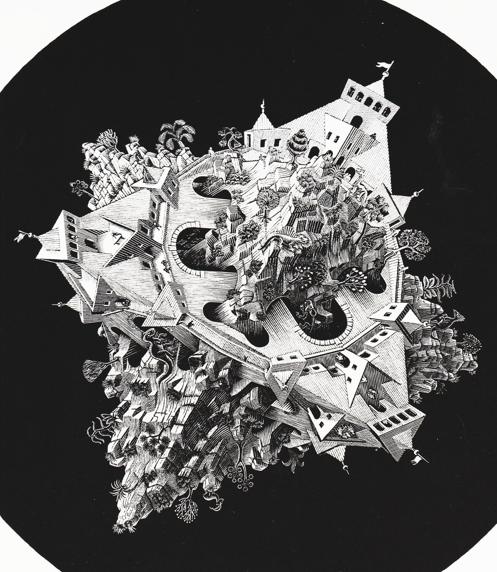 Escher Art Print MC Escher Relativity Drawing "double Planetoid" Modern ...
