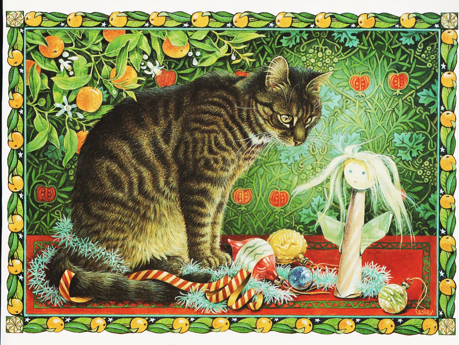 Cat Portrait Vintage Cat Wall Art Gift for Cat Lover "tabby Cat" Lesley ...
