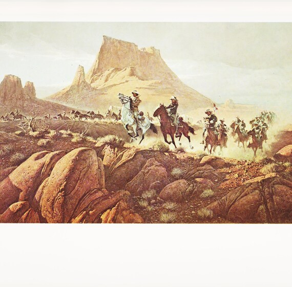 Western Cowboy Art American Old West Frontier Landscape | Etsy