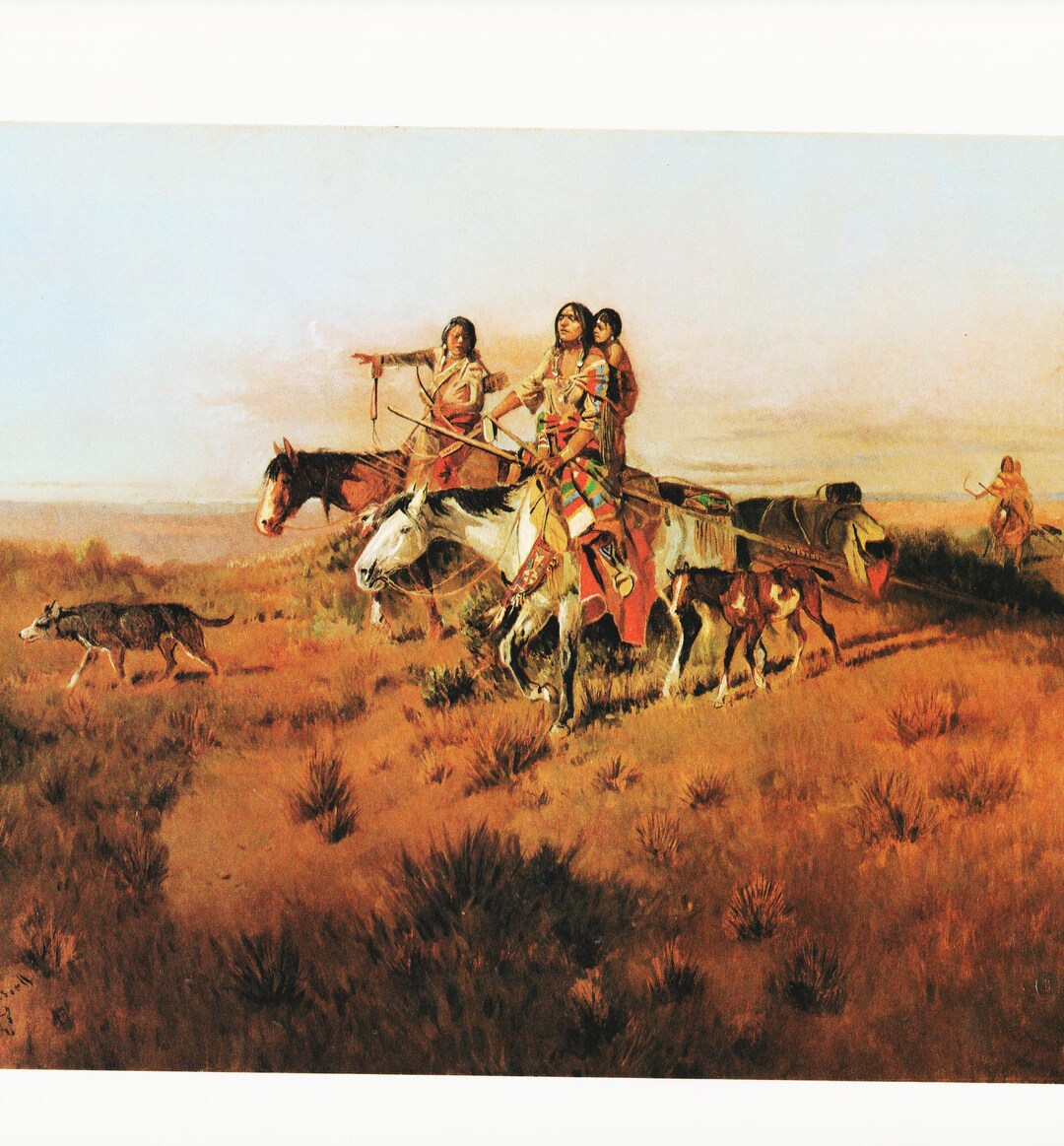 Western Frontier Art American Landscape for Indian Picture "buffalo Run ...