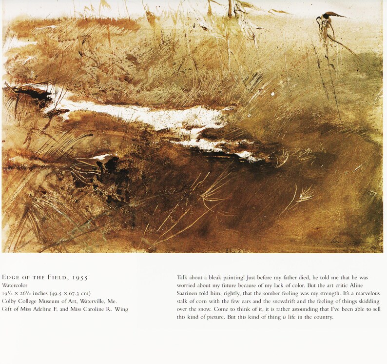 Andrew Wyeth Print: "edge of Field" Rural Landscape Art (1995) - Etsy