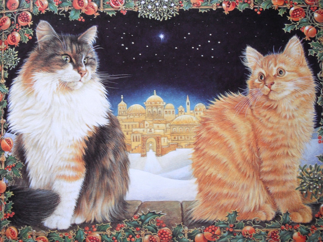 Vintage Cat Art Gift for Cat Lover for Kids Room Decor "bethlehem ...