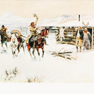 Western Frontier Charles Russell Art of Wild West Landscape "cowboys at ...