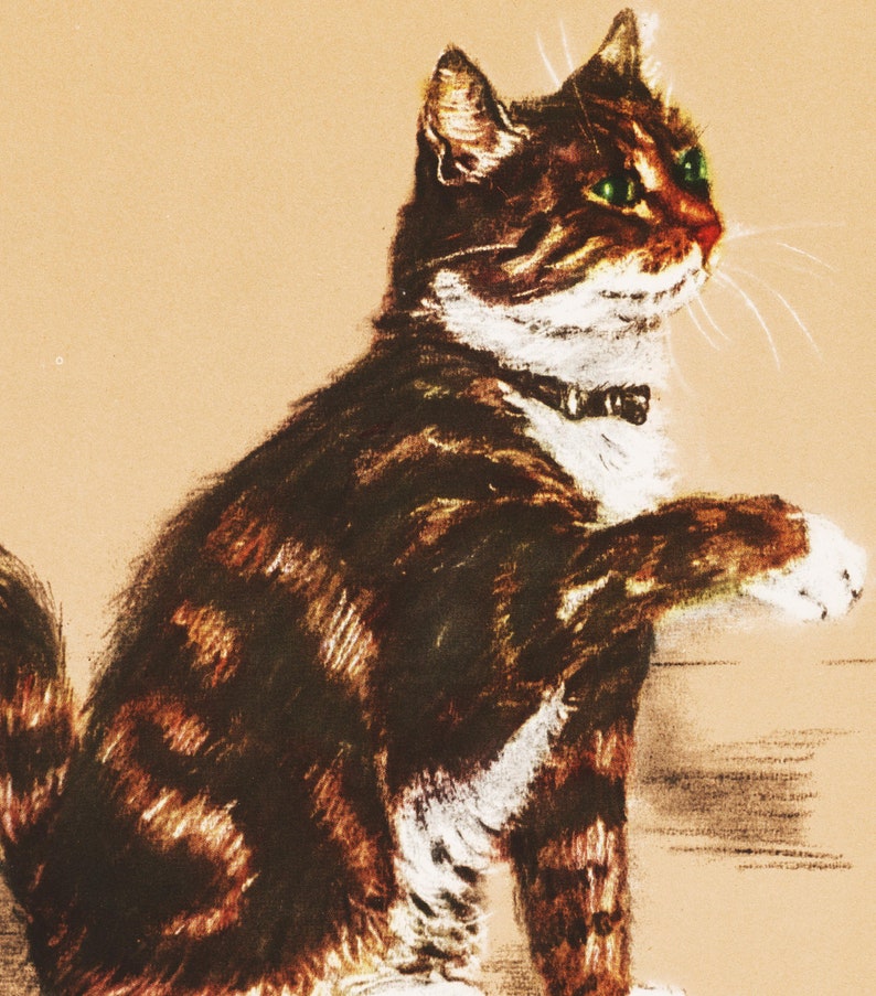 Vintage Cat Print Gift for Cat Lover Girls Room Decor - Etsy