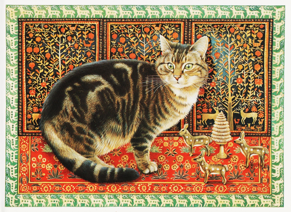 Vintage Cat Art From Cat Painting Cat Portrait of "come All Ye Faithful ...