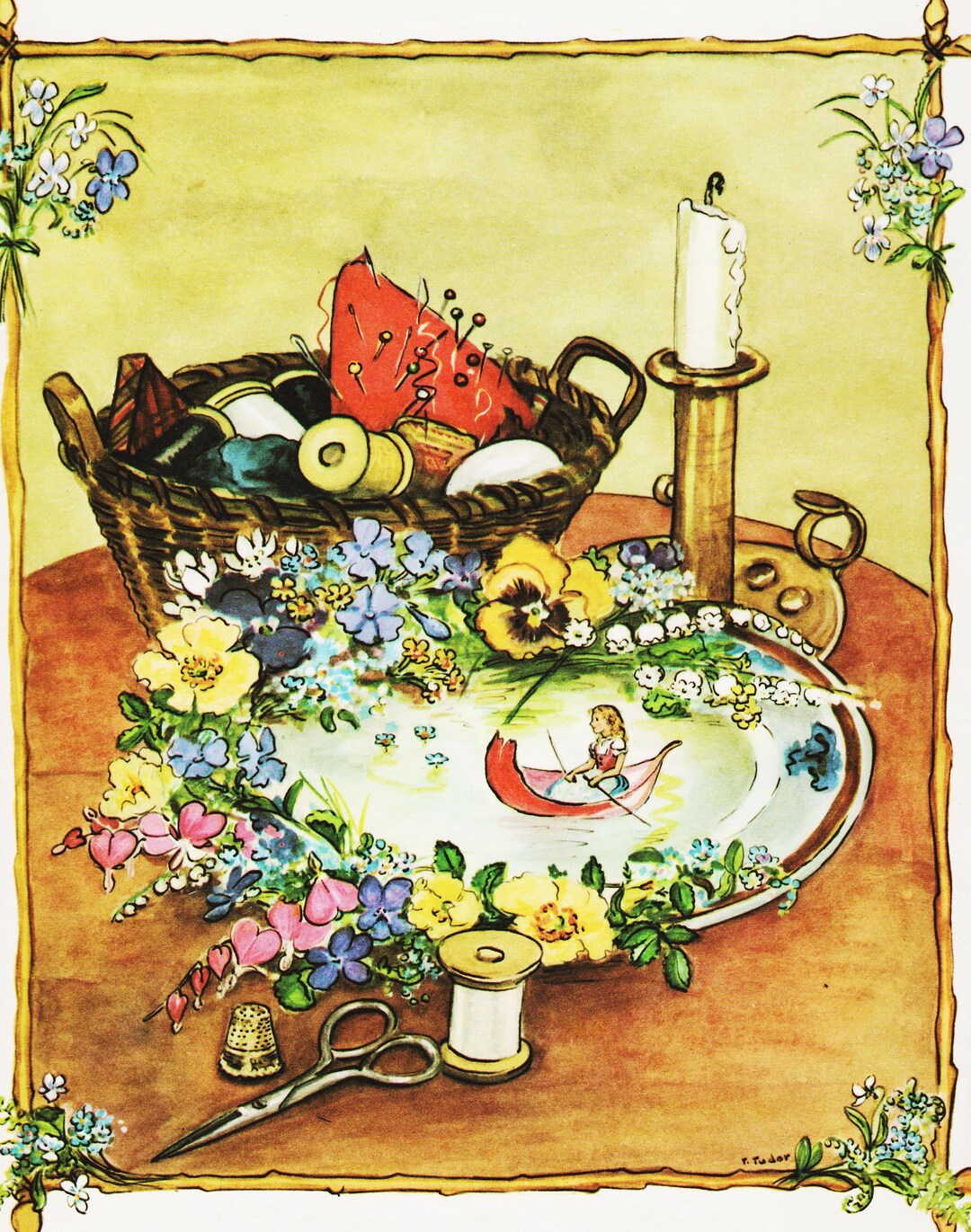 Tasha Tudor Print of Fairytale Art for Girls Room Decor thumbalina ...