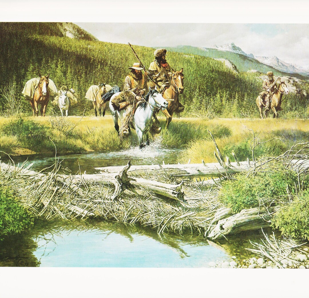 Frank Mccarthy Print Old West Art Mountain Men moving On Frontiersman ...