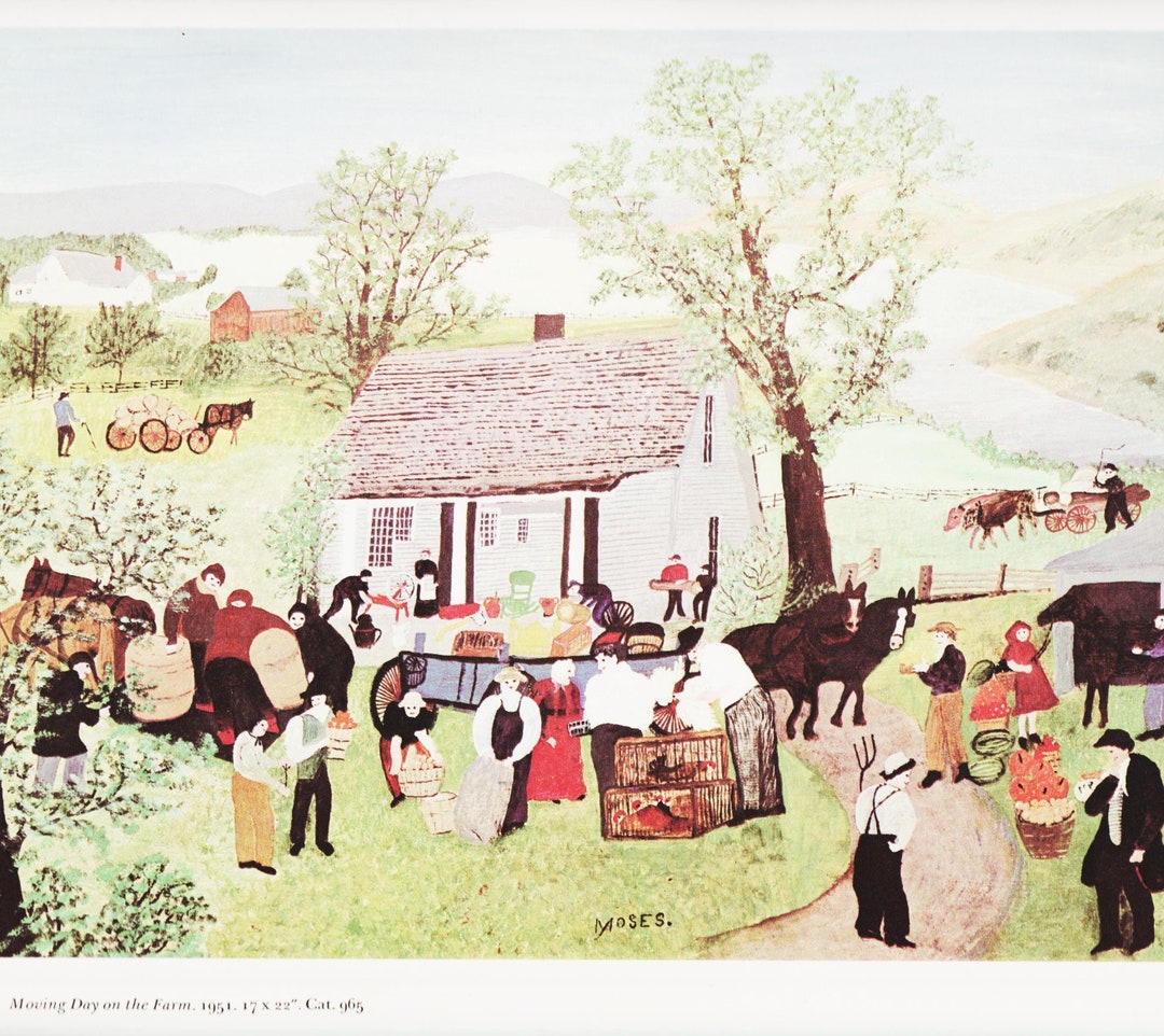 American Folk Art Vintage Rural Scene Grandma Moses Art "moving Day ...