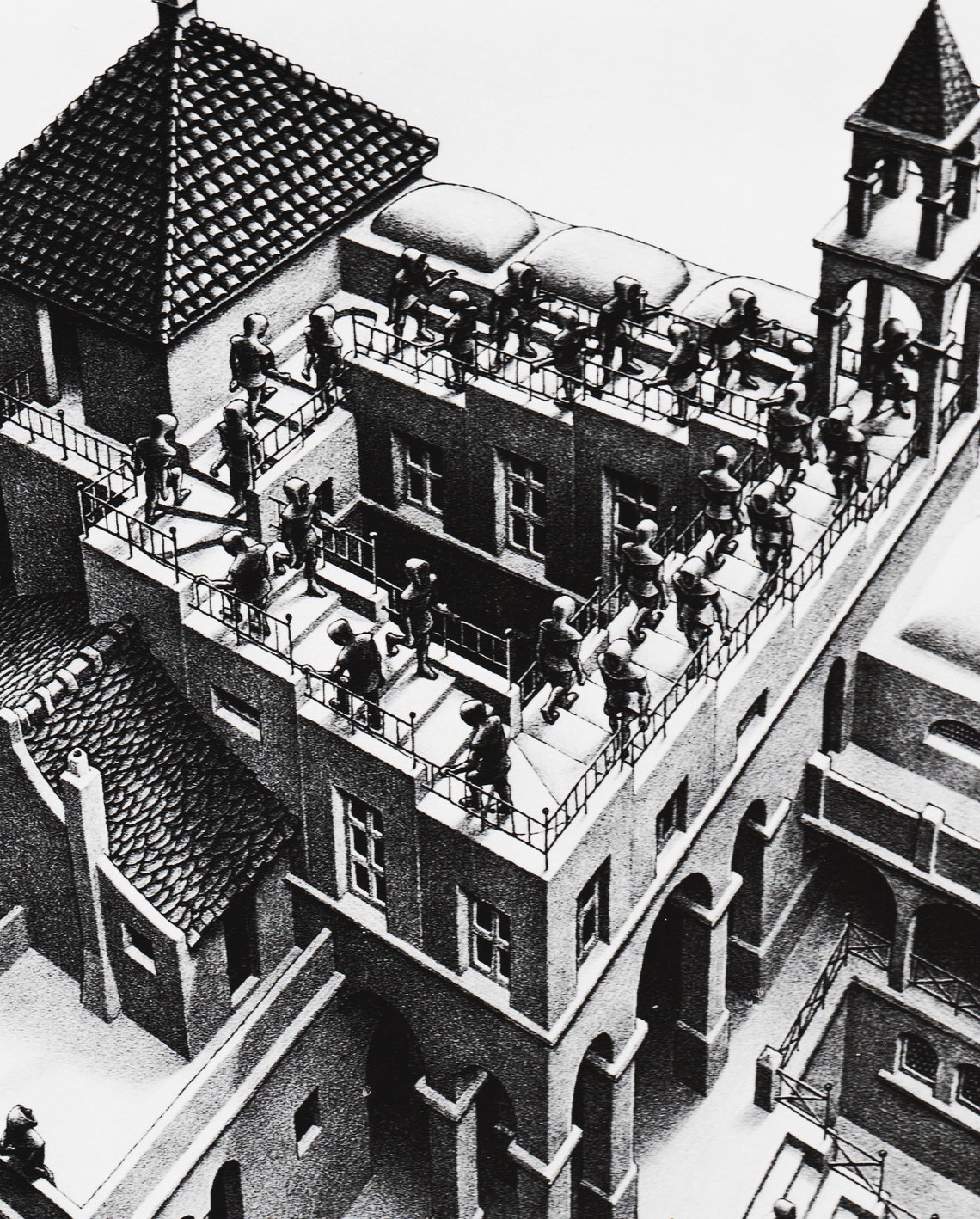MC Escher Art Print Fantasy Illustration of Optical Illusion Art ...