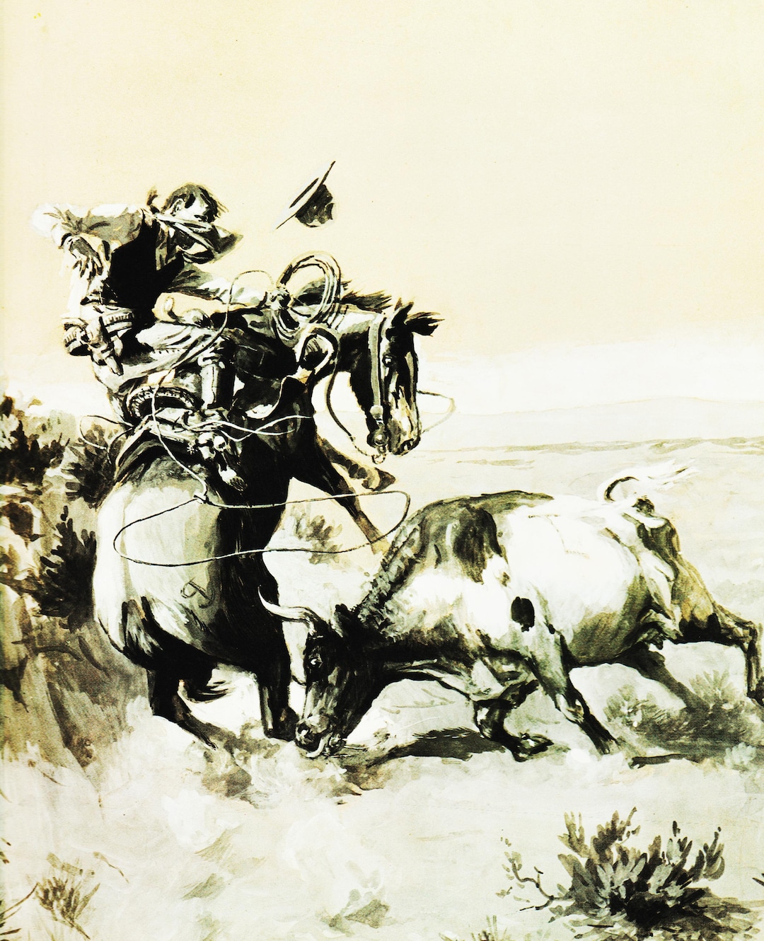 Western Frontier Charles Russell Art of Wild West Landscape "moment of ...